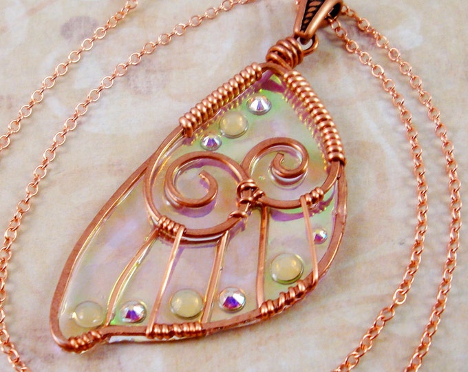 Sidhe Wings Necklace Daoine Sith in Copper Iridescent Faery - Etsy