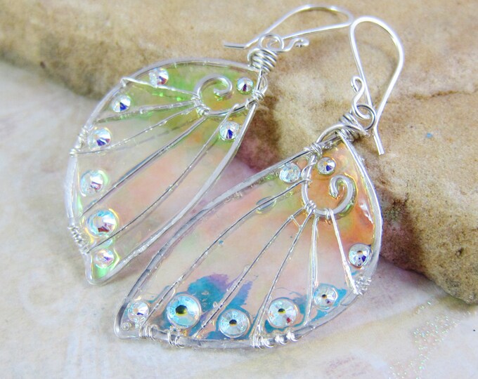 Sidhe Wings Earrings Daoine Sith in Silver Iridescent Faery - Etsy