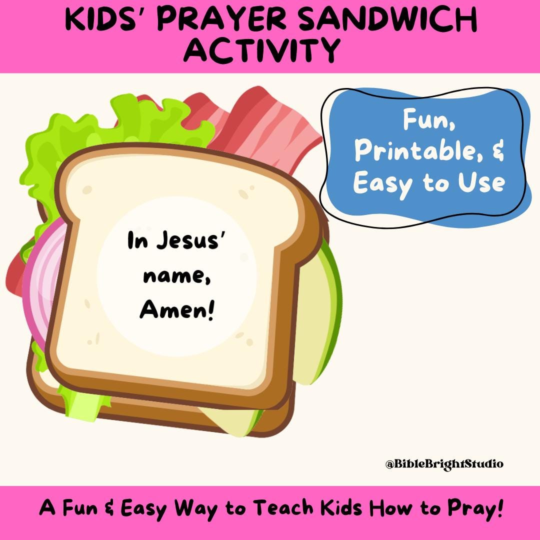 Kids’ Prayer Sandwich Activity | Christian Prayer Printable | Fun ...