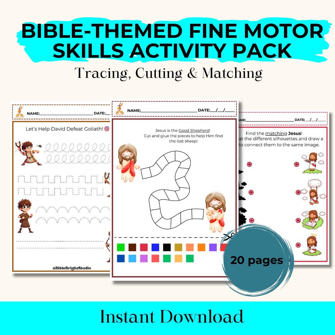Bible-themed Fine Motor Skills Activity Pack | Tracing, Cutting ...