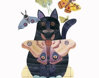 Cat and Moth Art - Etsy
