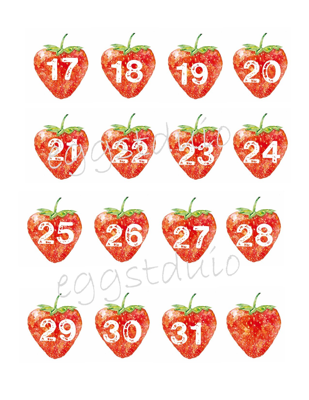 Printable Dates Fresh Picked Strawberrys Day of the Week - Etsy
