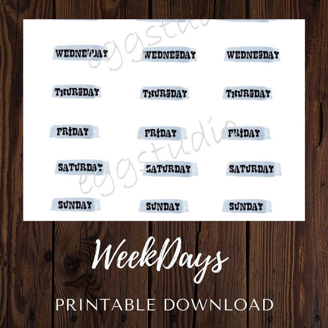 Printable Day of the Week Paint Splash Day Printable for - Etsy