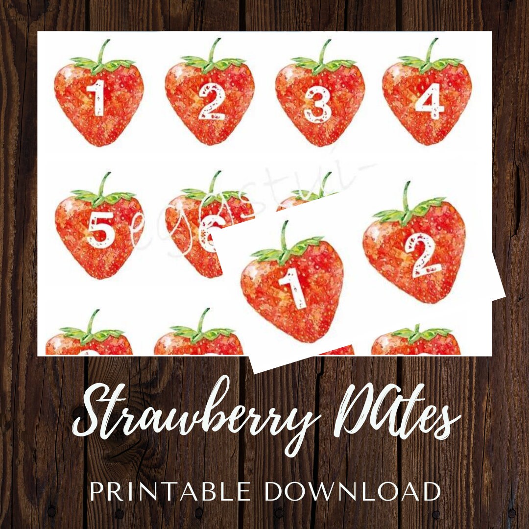 Printable Dates Fresh Picked Strawberrys Day of the Week - Etsy