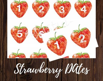 Printable Dates Fresh Picked Strawberrys Day of the Week - Etsy