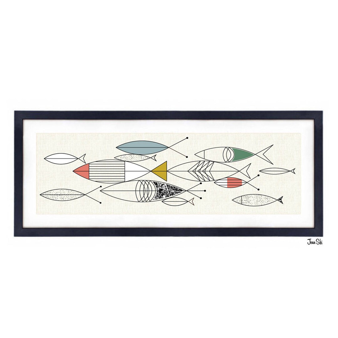 Minimalist Fish Print - Mid Century Modern Abstract Art - Etsy