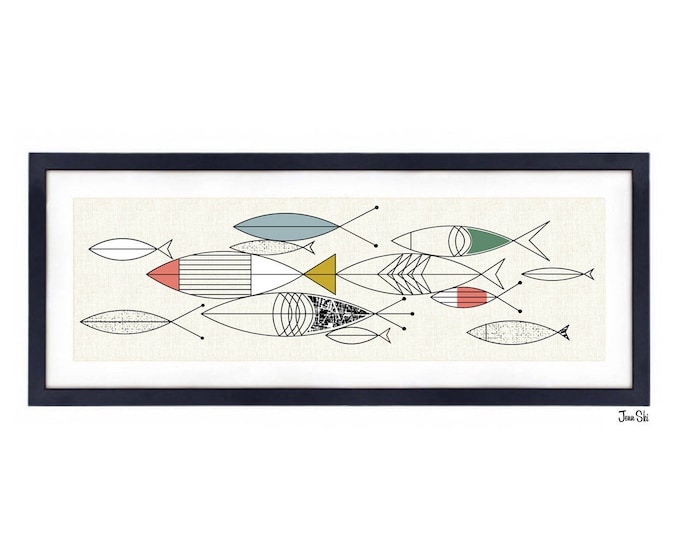 Minimalist Fish Print - Mid Century Modern Abstract Art - Etsy
