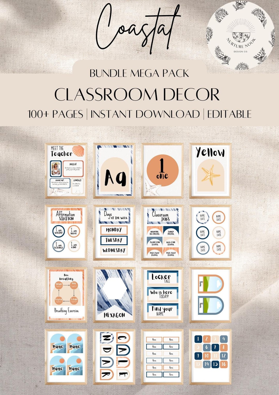 Editable Classroom "tide and Teach" Complete Collection Printable ...