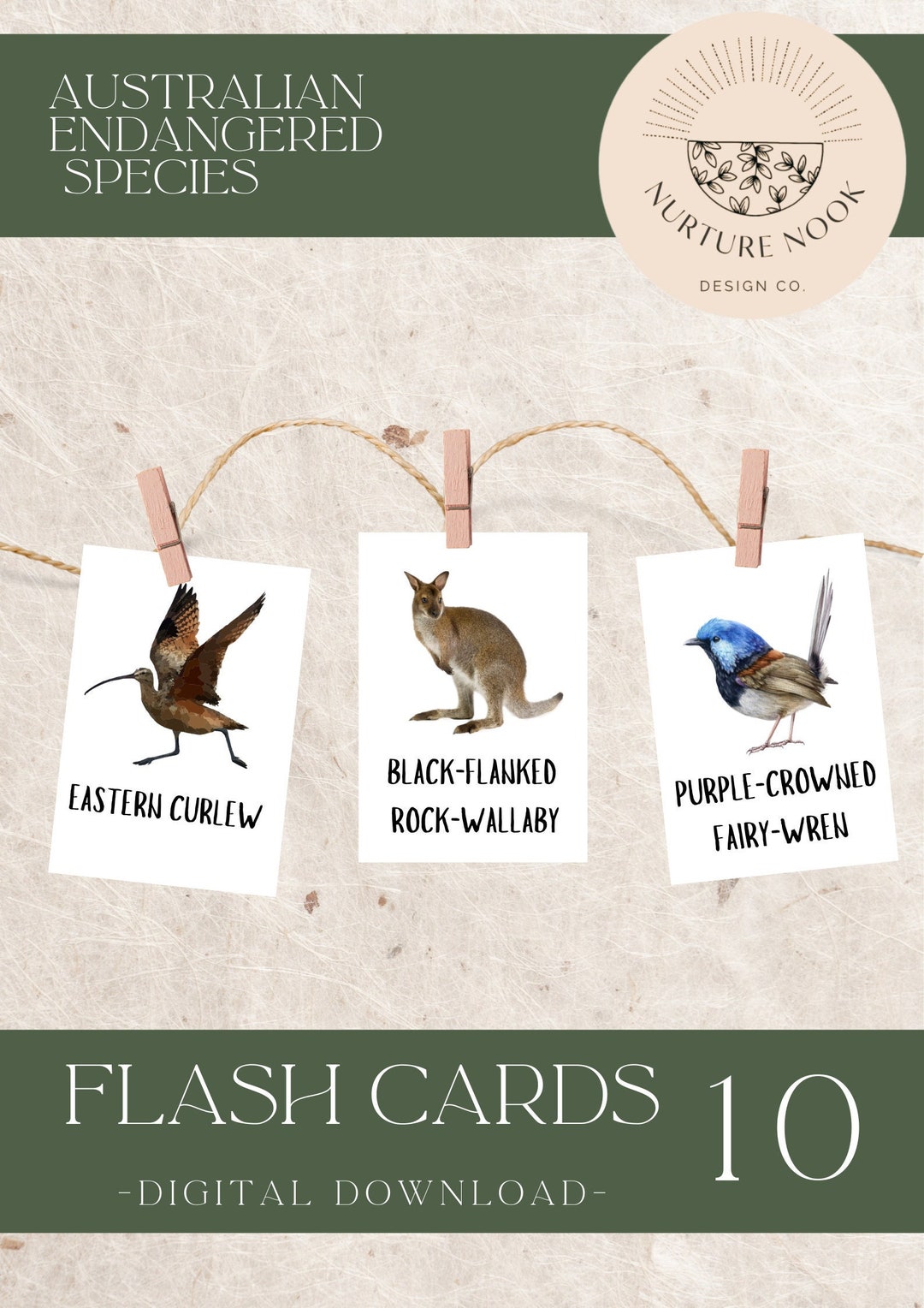 Australian Endangered Species Flash Cards, Montessori Flash Cards, Pre ...