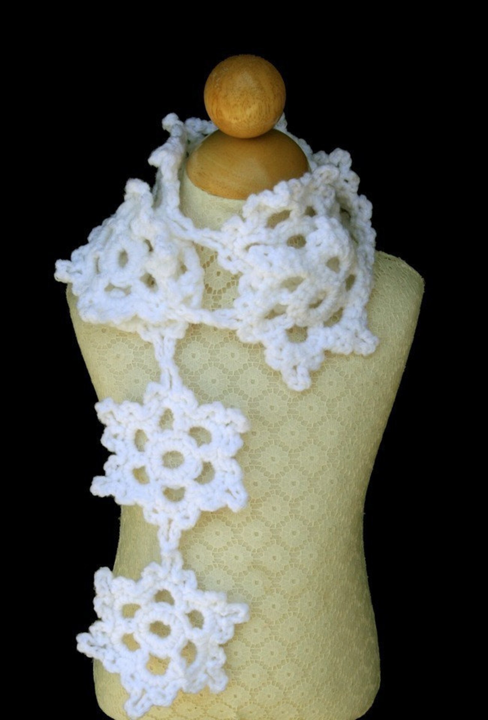 Crochet Pattern - Scarf - Snowflake - Winter - Christmas - White ...