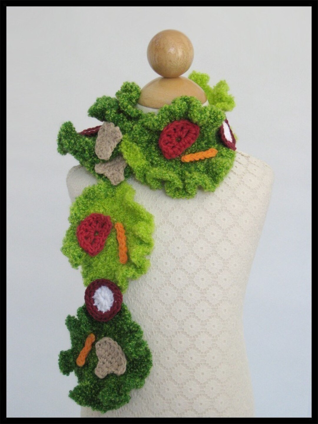 Crochet Pattern - Scarf - Vegan Salad - Mushroom - Spring - Summer ...