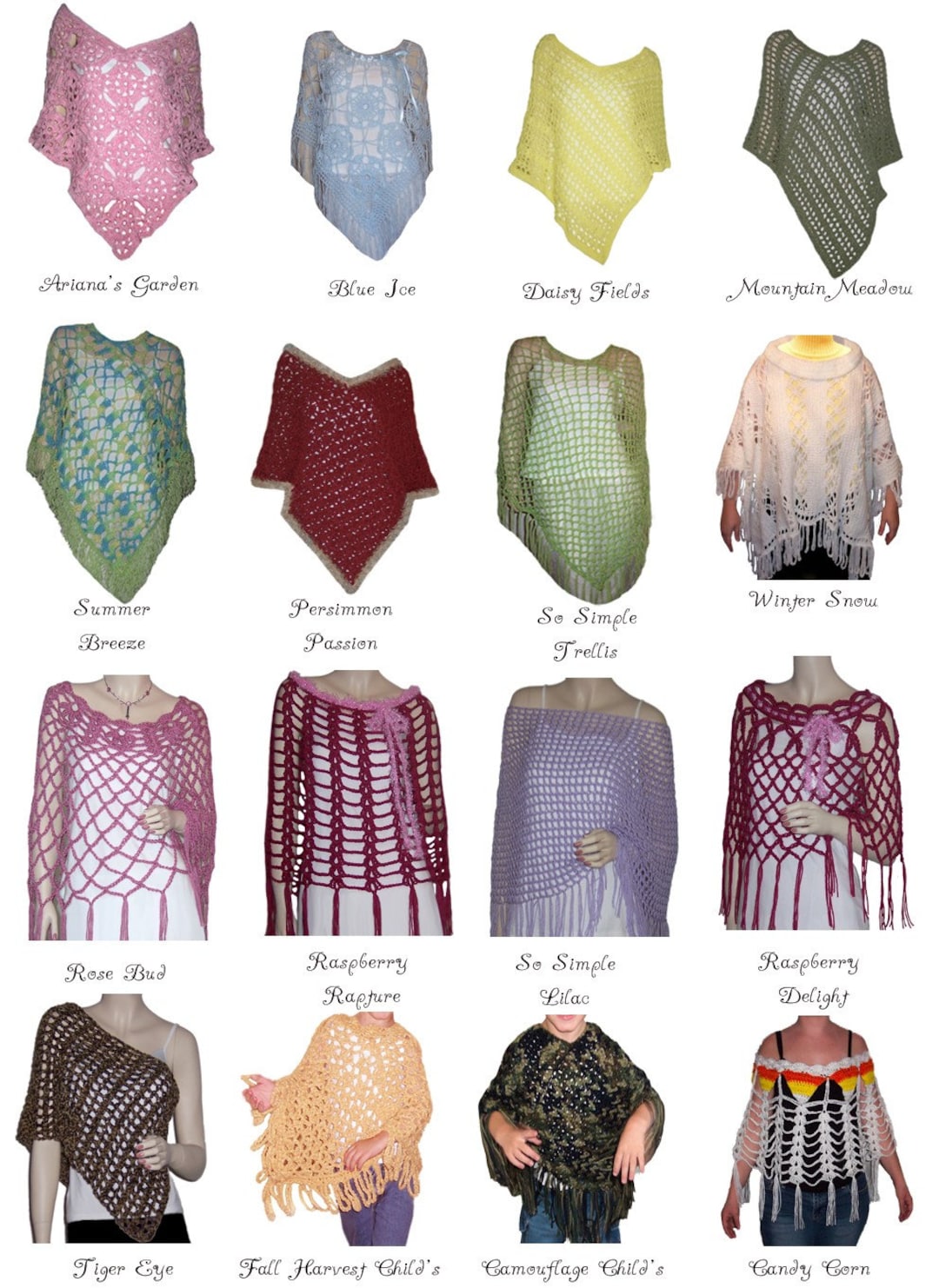 Early 2000’s | Vintage Crochet Poncho Patterns Collection | Pdf's |made ...