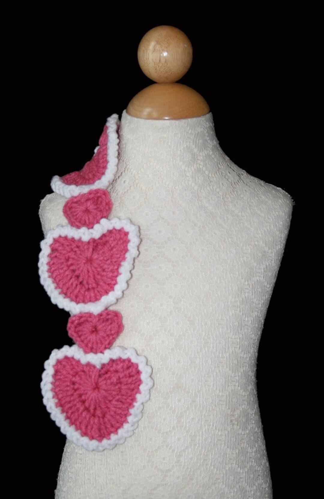 Crochet Pattern - Scarf - Heart - Valentine - Child - Adult - Pink ...