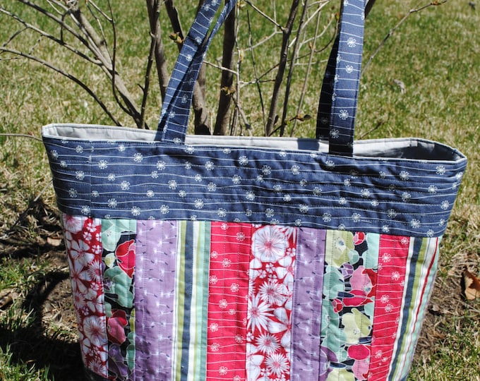 PDF Patchwork Tote Bag PATTERN, Large Quilted Tote, Mary Elizabeth Bag ...