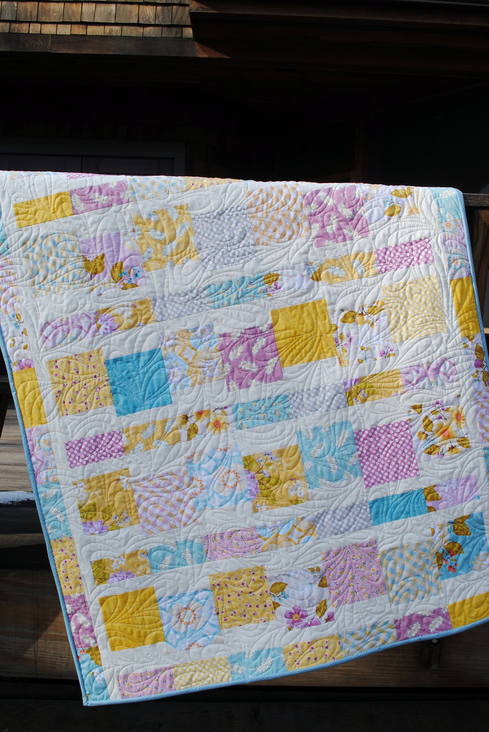 Baby QUILT Pattern...uses 5 Squares EASY and Quick - Etsy