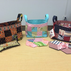 PDF Patchwork Fabric Basket PATTERN, Mini Charm Friendly, Three Sizes ...