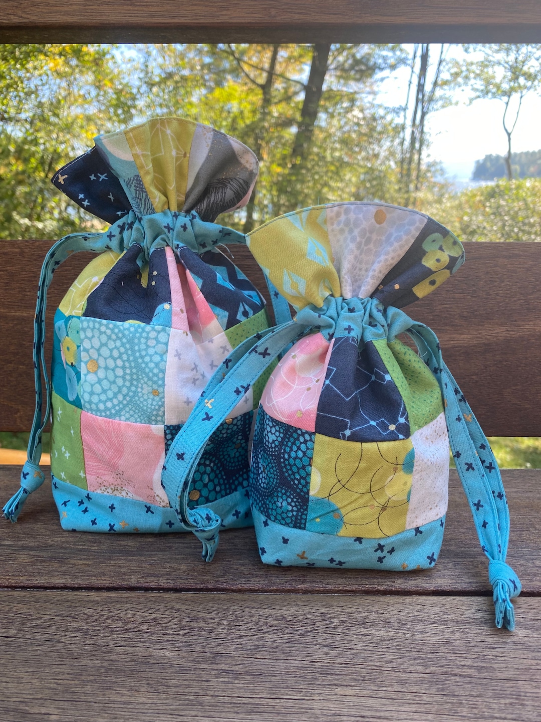 Patchwork Drawstring Bag PATTERN, Mini Charm and Scrap Friendly, Mini ...
