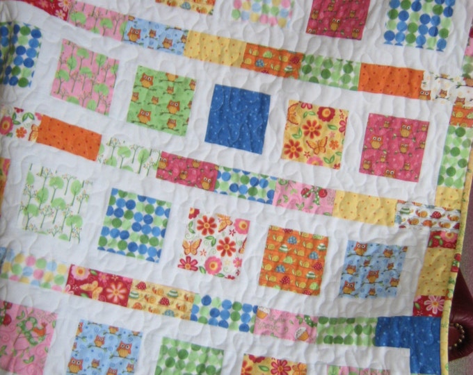 Moda Love U Baby or Toddler Crib Quilt, BOY or GIRL..... Flannel ...