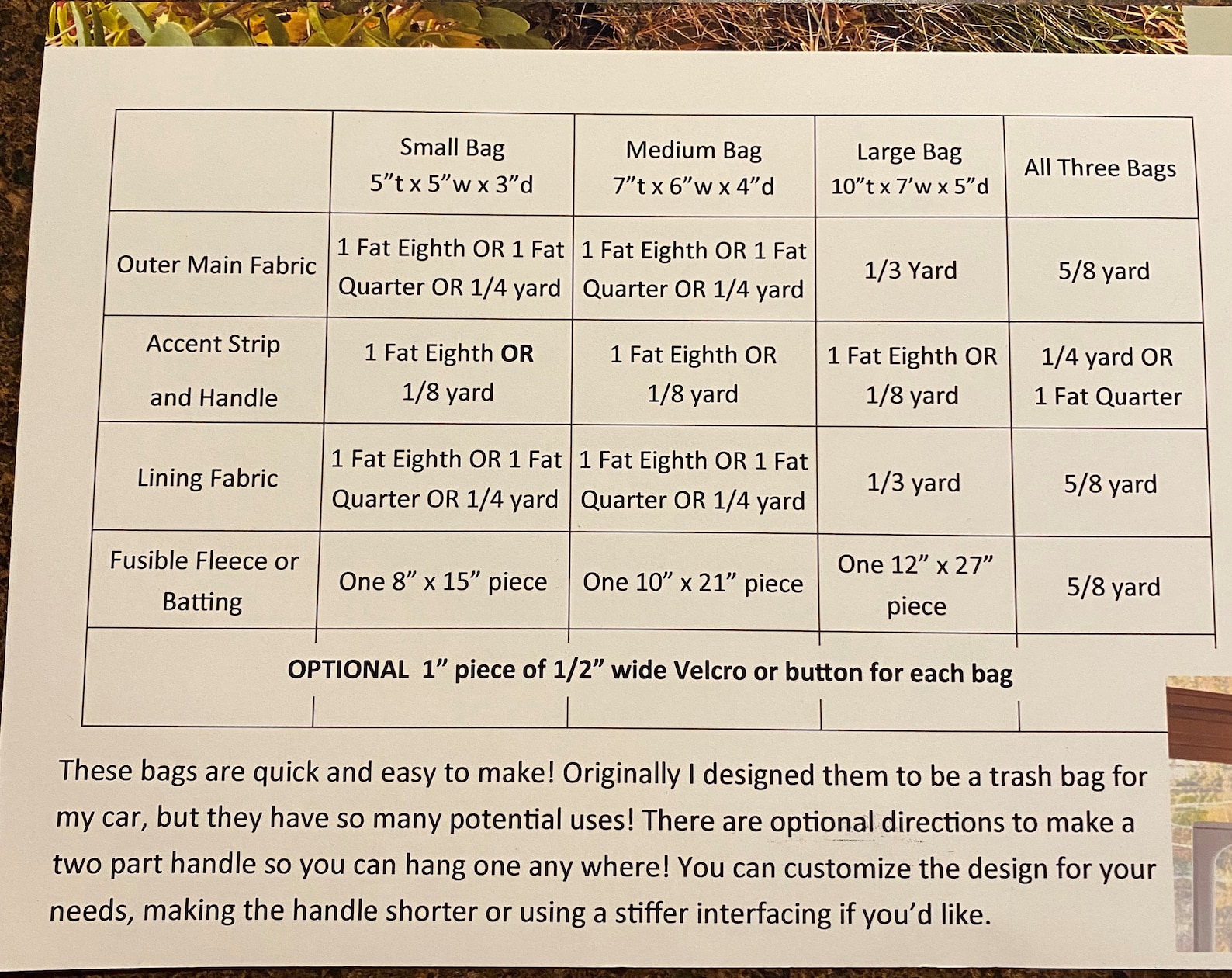 PDF Hanging Bag PATTERN, Three Sizes, Trash Bag, Thread Catcher - Etsy