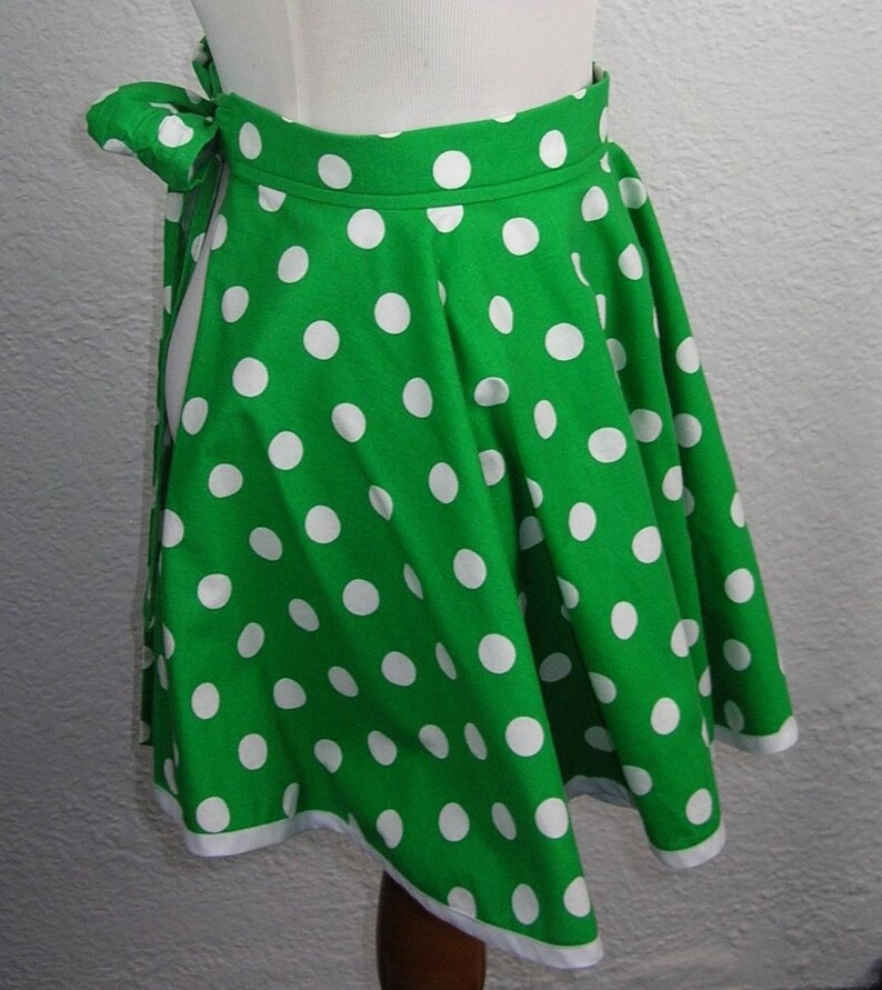 Cute Half Apron Made From Dotty Green and White Fabric - Etsy