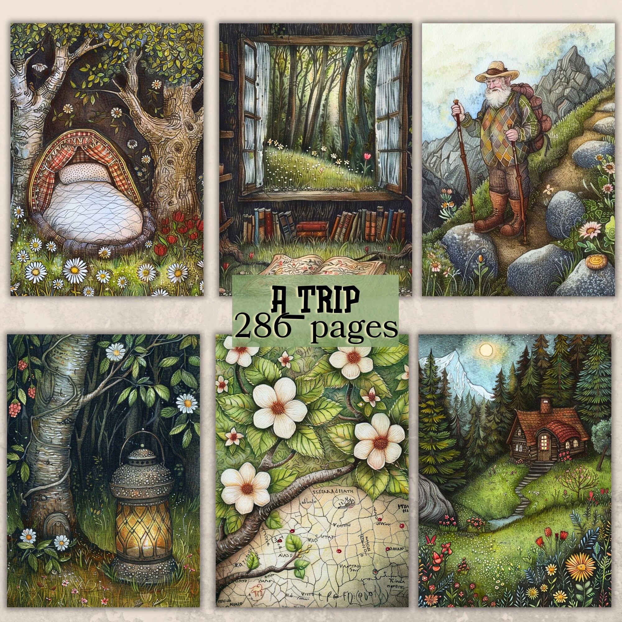 A Trip, Junk Journal Pages, Scrapbook Paper, Enchanted, Magical ...