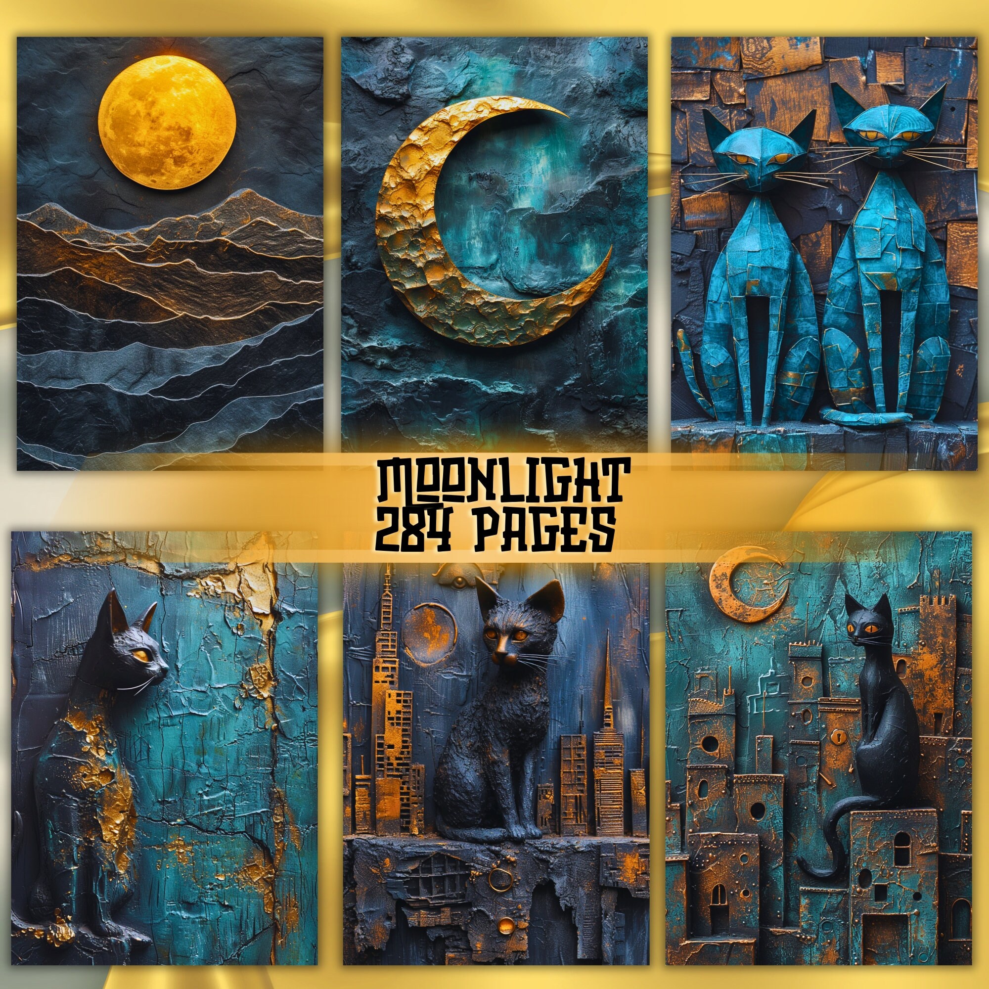 Moonlight Junk Journal Pages, Digital Paper, Instant Download ...