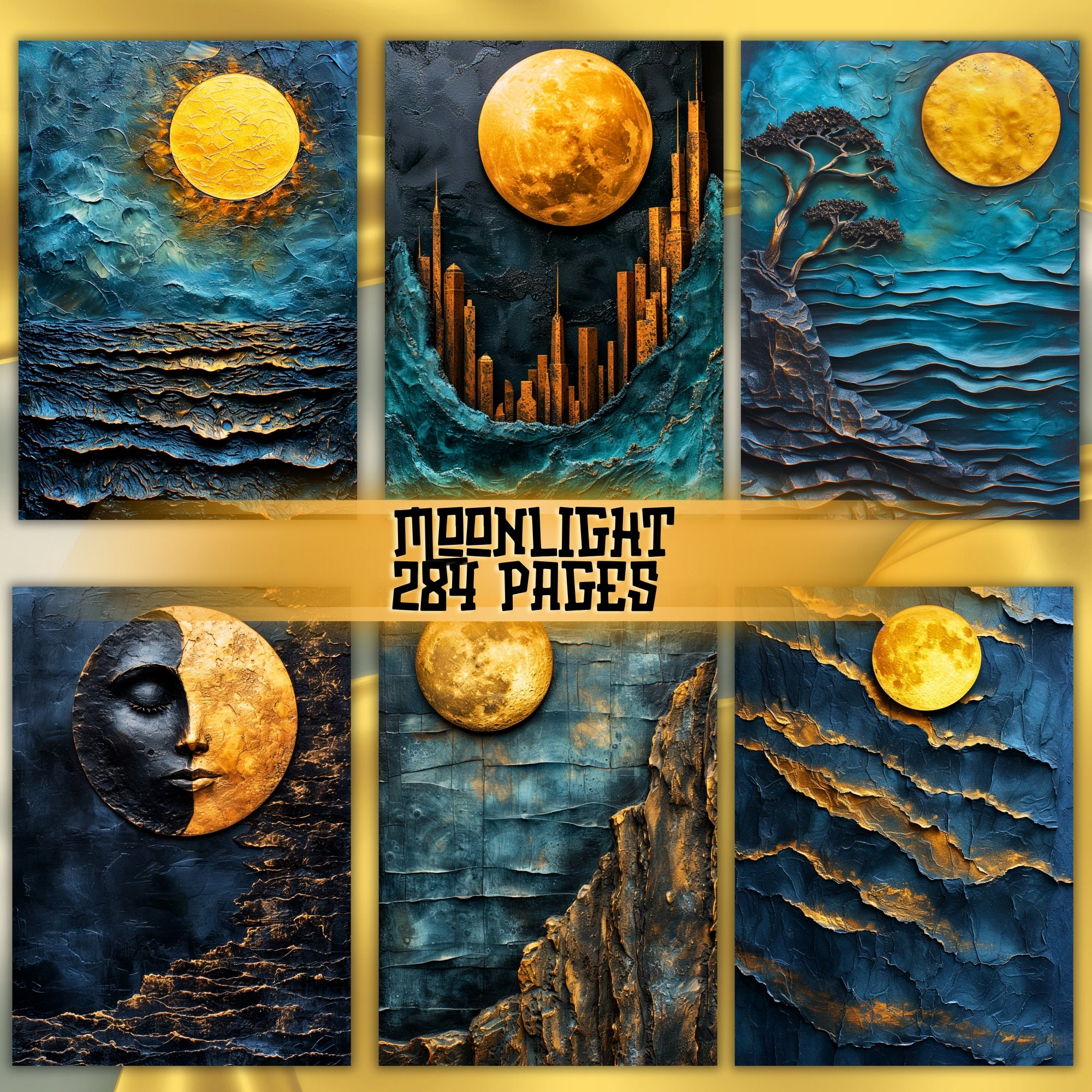 Moonlight Junk Journal Pages, Digital Paper, Instant Download ...