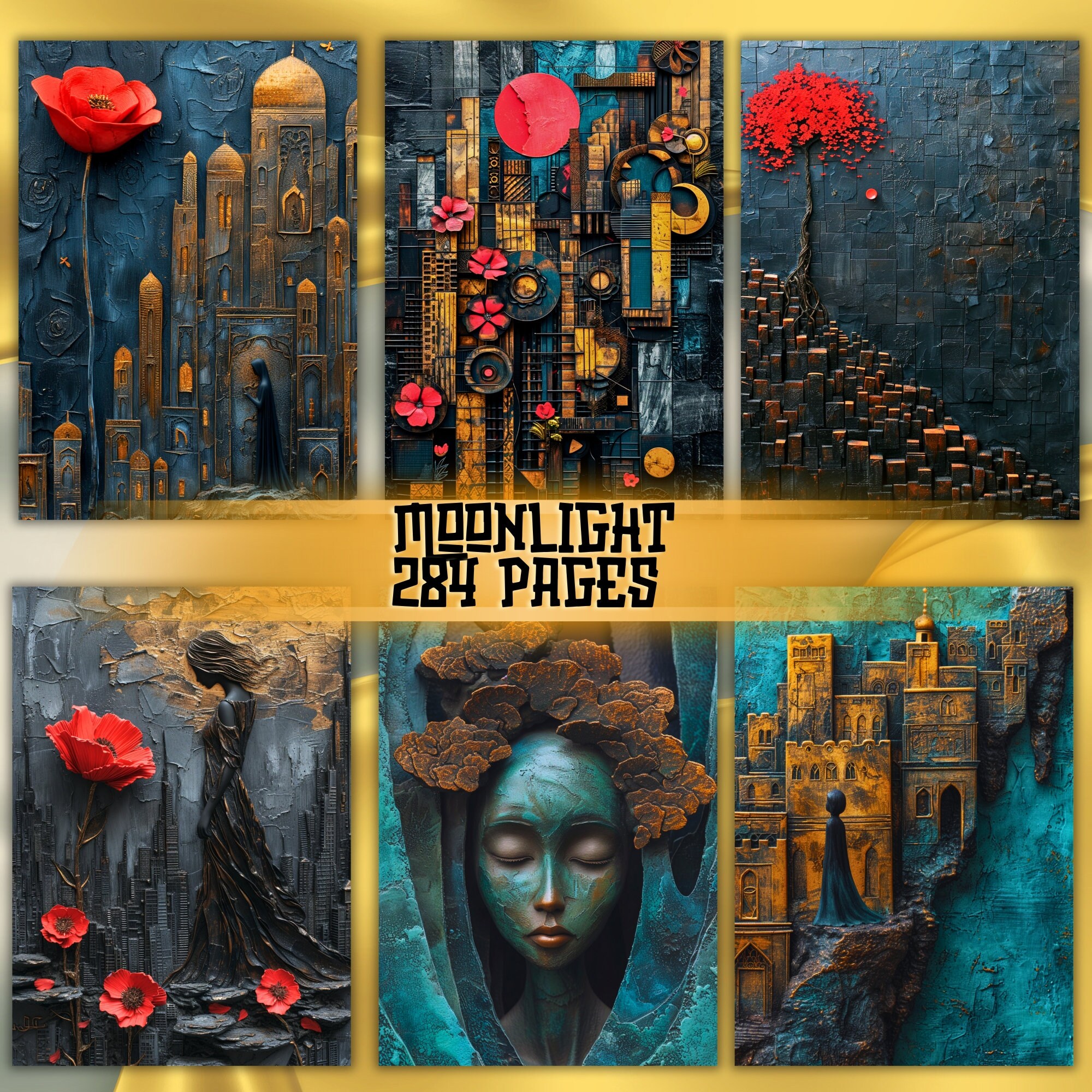 Moonlight Junk Journal Pages, Digital Paper, Instant Download ...