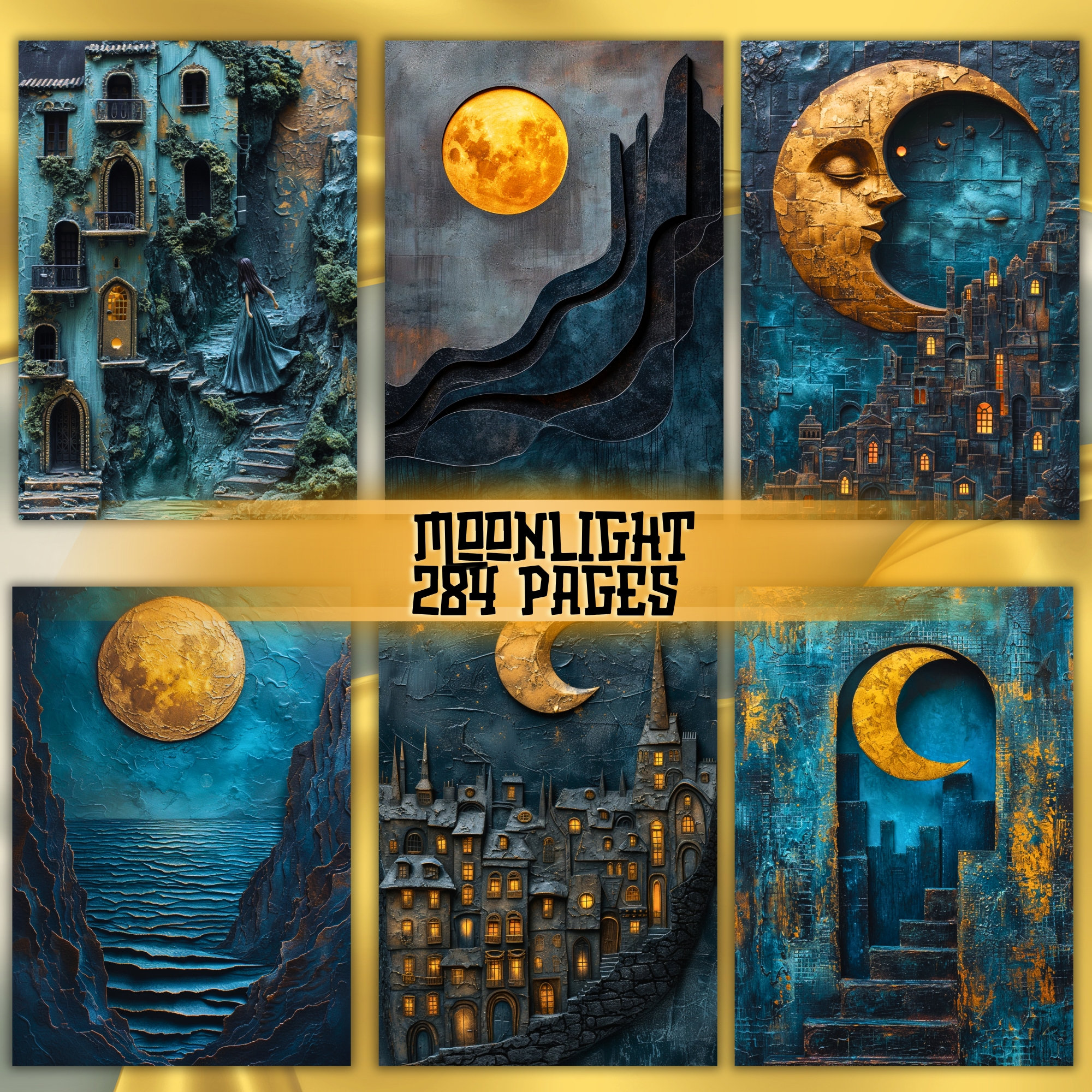 Moonlight Junk Journal Pages, Digital Paper, Instant Download ...