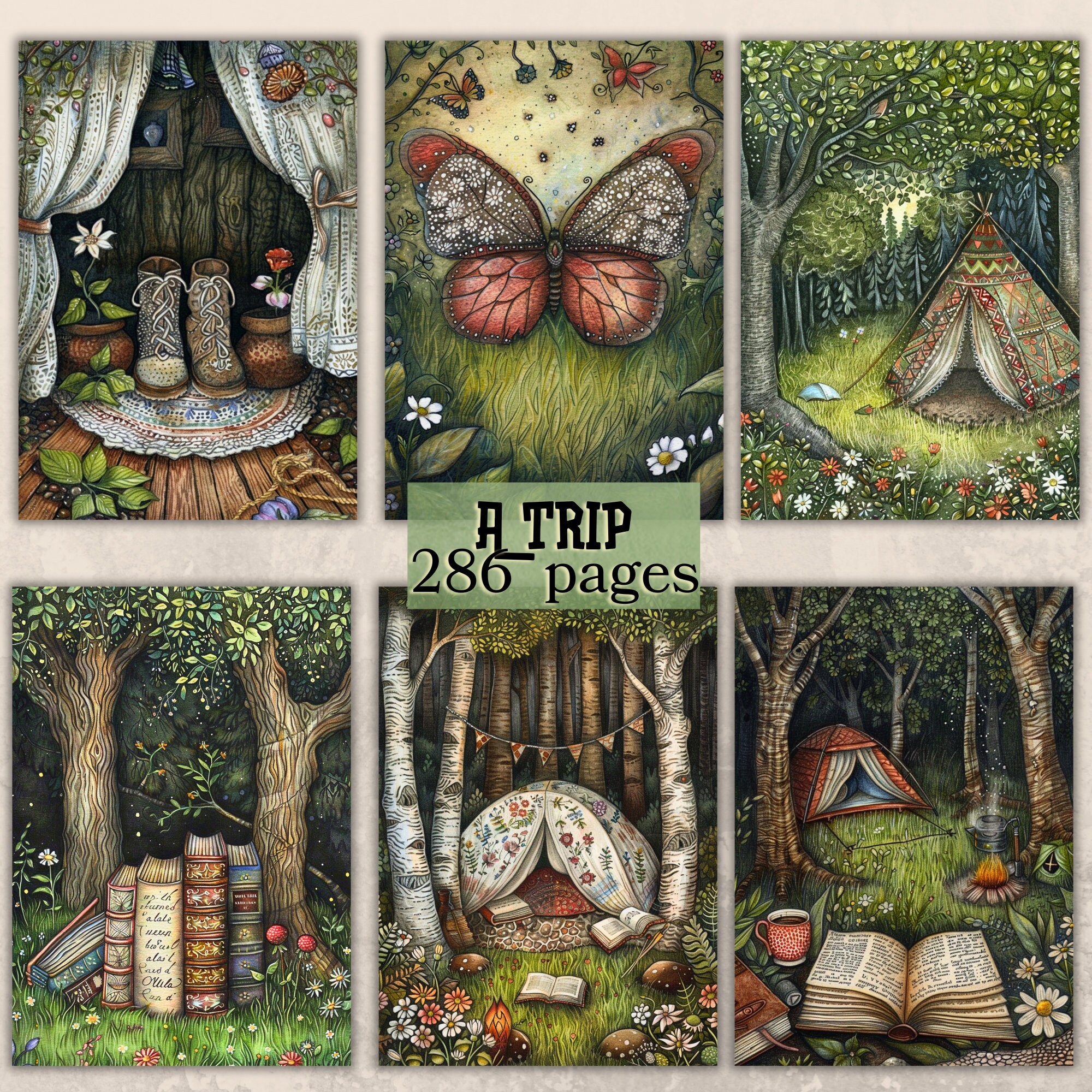 A Trip, Junk Journal Pages, Scrapbook Paper, Enchanted, Magical ...