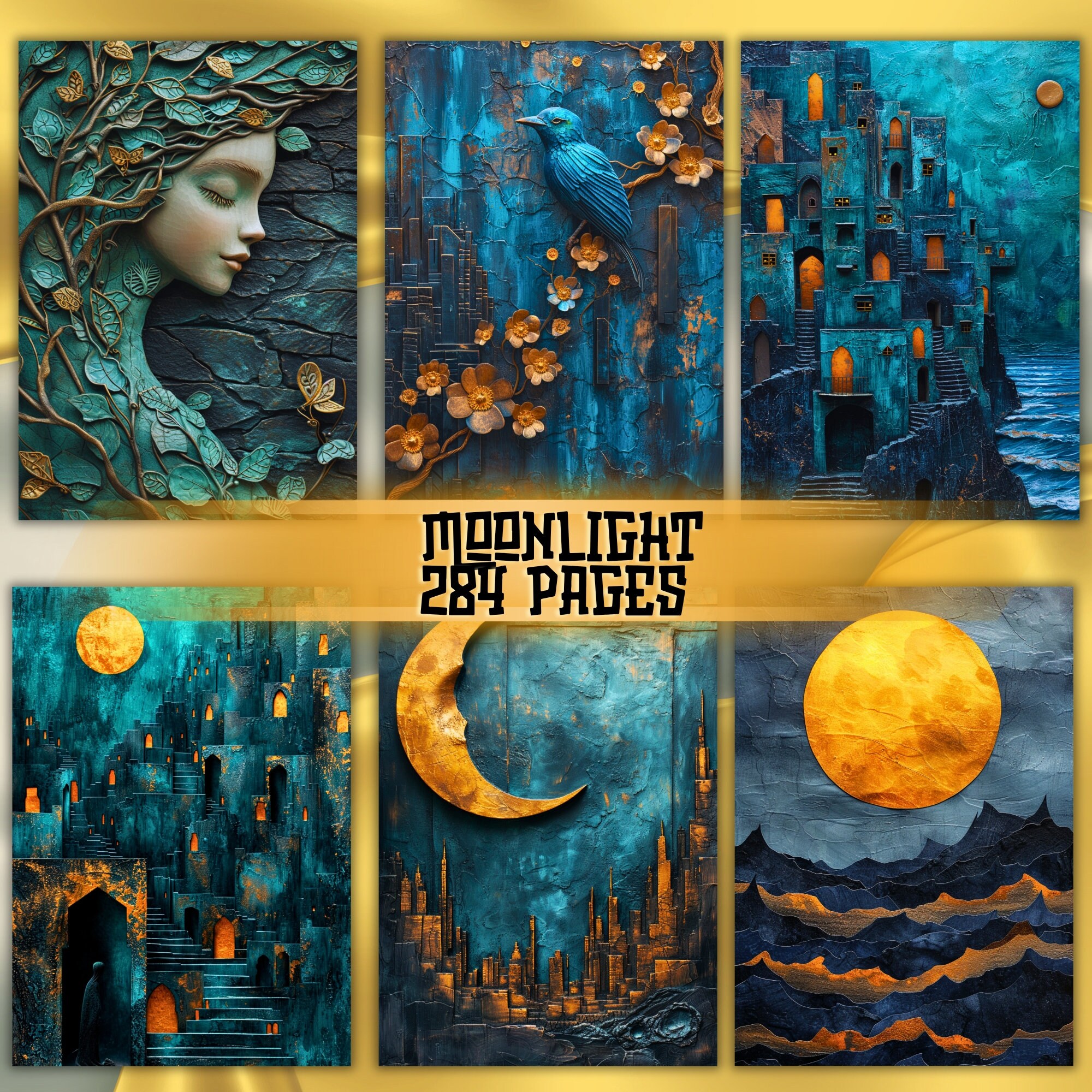 Moonlight Junk Journal Pages, Digital Paper, Instant Download ...