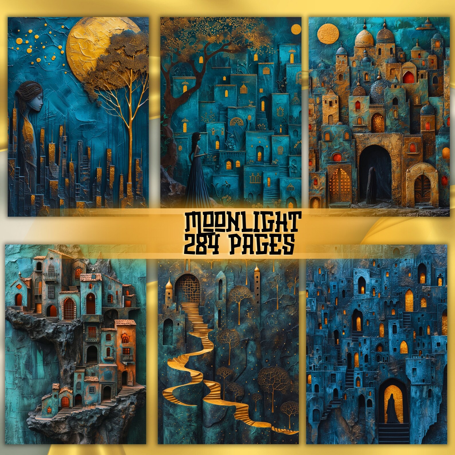 Moonlight Junk Journal Pages, Digital Paper, Instant Download ...
