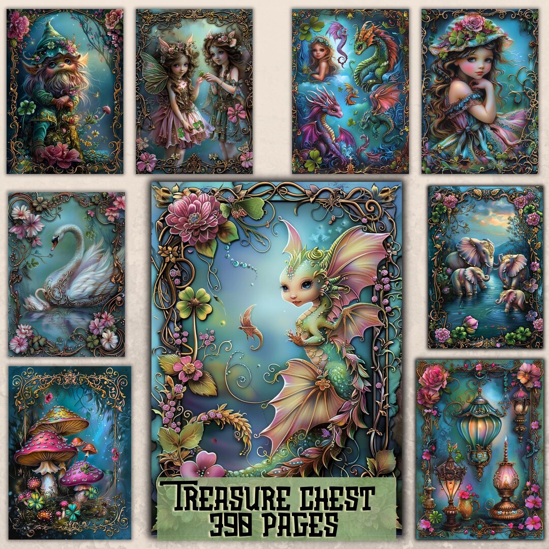 Treasure Chest, Junk Journal Pages, Scrapbook Paper, Enchanted, Magical ...
