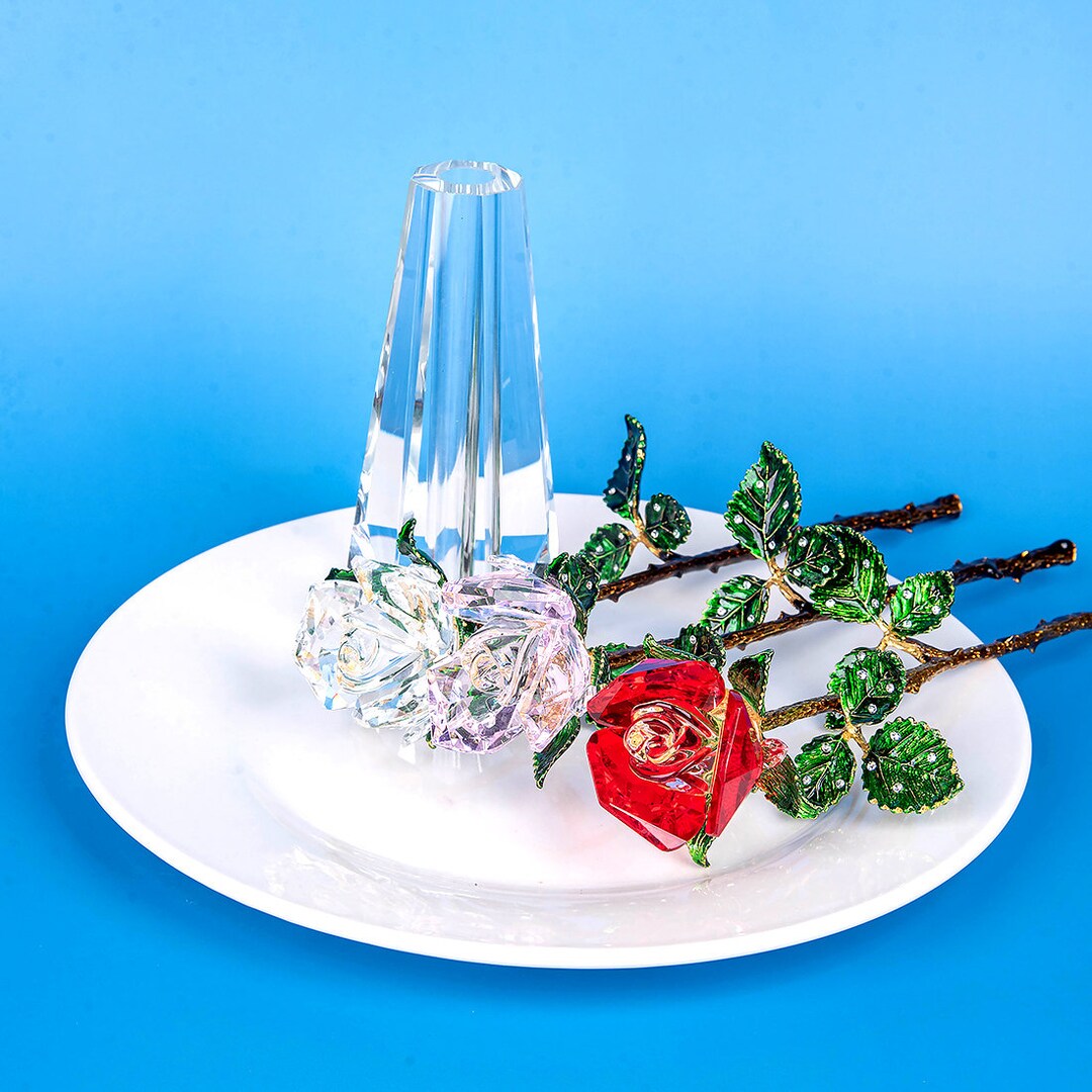 Blown Crystal Rose,crystal Rose,crystal Flowers With Stems,roses and ...
