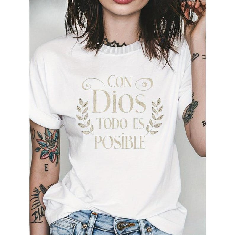 Con Dios Todo Es Posible T-shirt, Spanish Christian Faith Hoodie, Quote ...