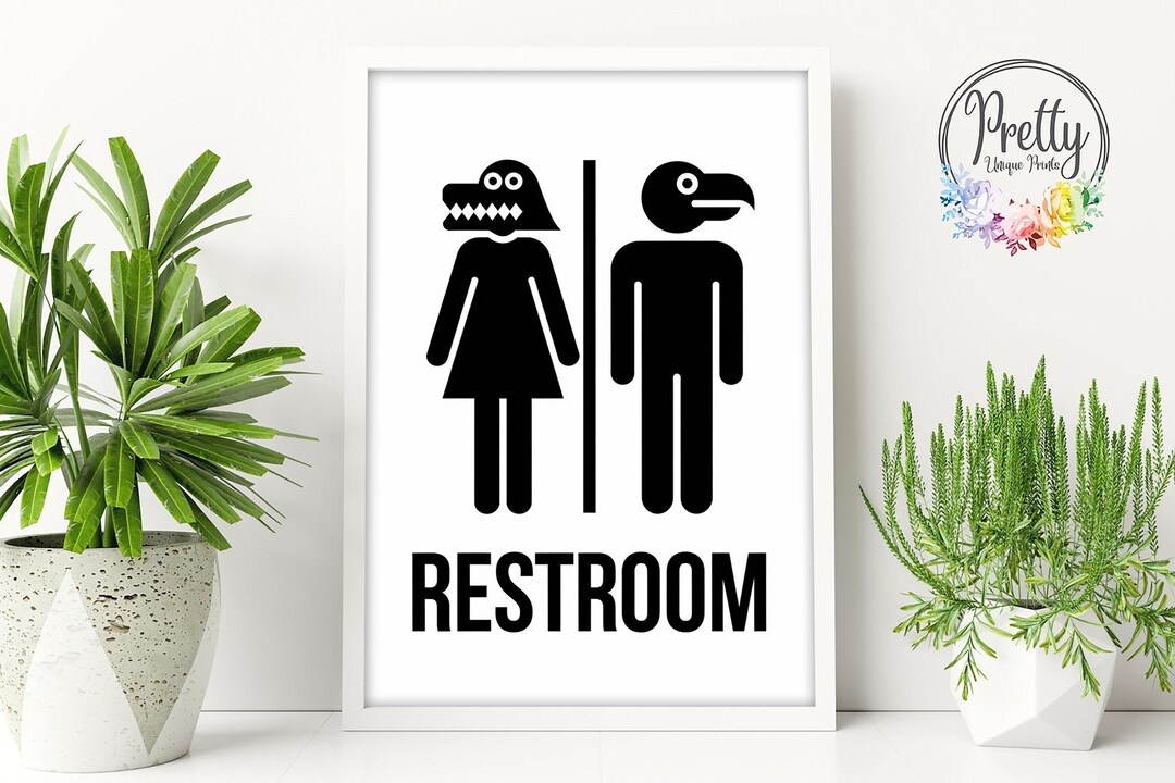 Vintage BEETLE Inspired RESTROOM Sign Bathroom Print, the Halloween ...