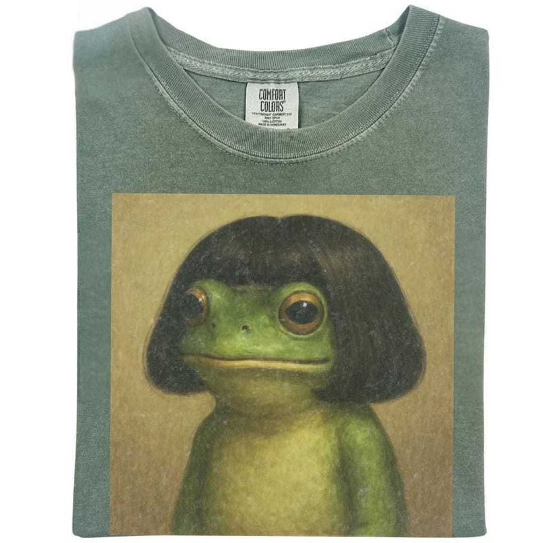 Frog With Bob Haircut Graphic T-shirt, Funny Frog Meme Hoodie, Quirky ...