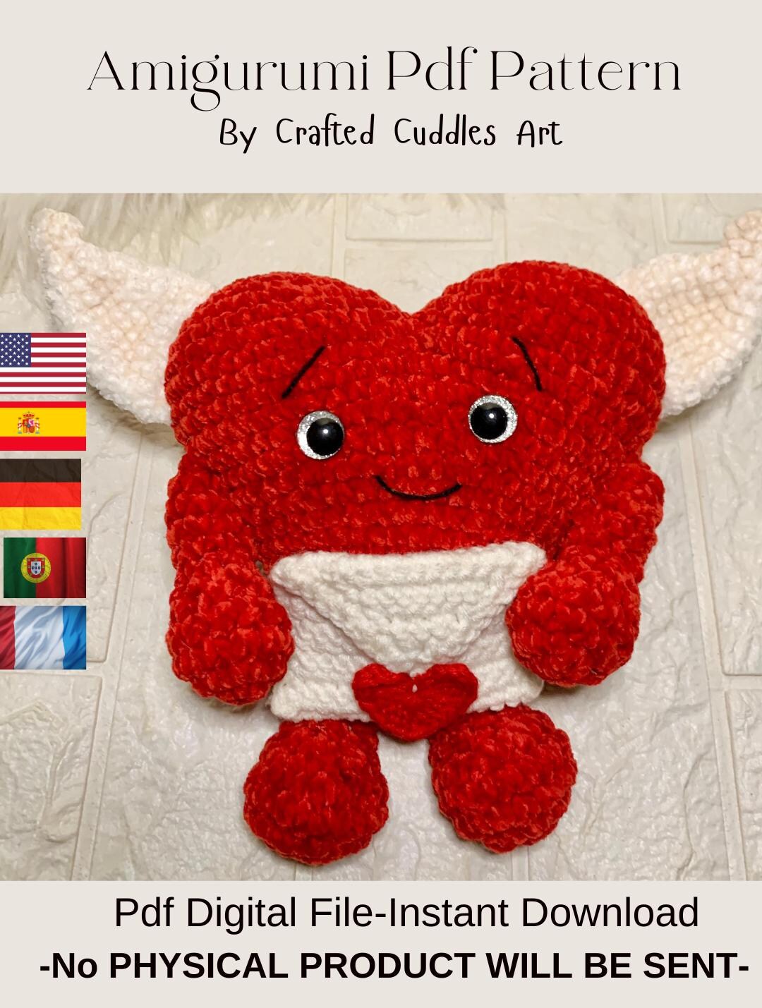 Crochet Heart Pdf Pattern in US English, German, Spanish,french and ...