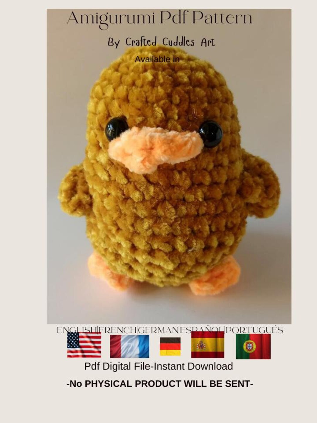 Yellow Duck Crochet Amigurumi Pattern PDF in 5 Languages US English ...
