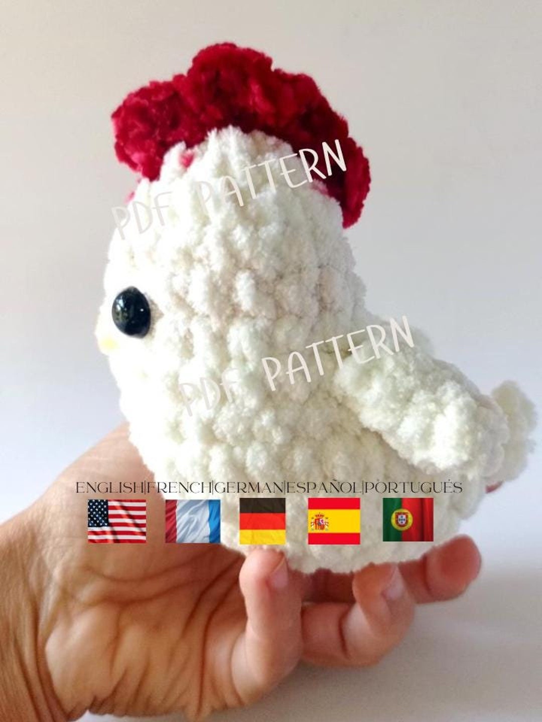 Chicken Crochet Amigurumi Pattern PDF in 5 Languages US English, German ...