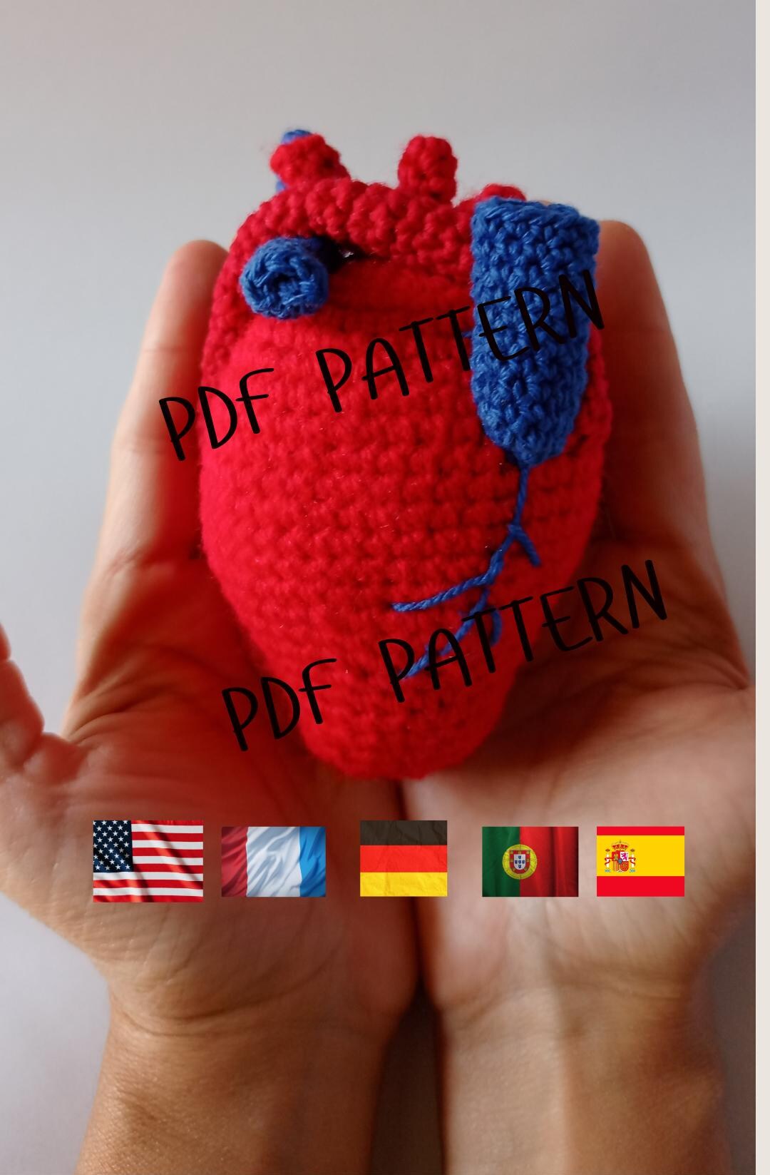 Amigurumi Human Heart Crochet Pattern in US English,german,spanish ...