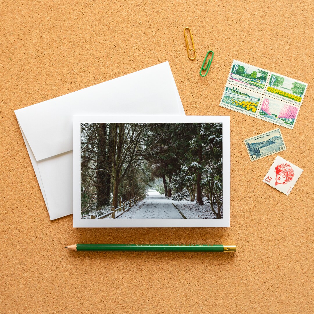 Blank Note Card - Snowy Winter Path Kenmore Washington State Frameable ...
