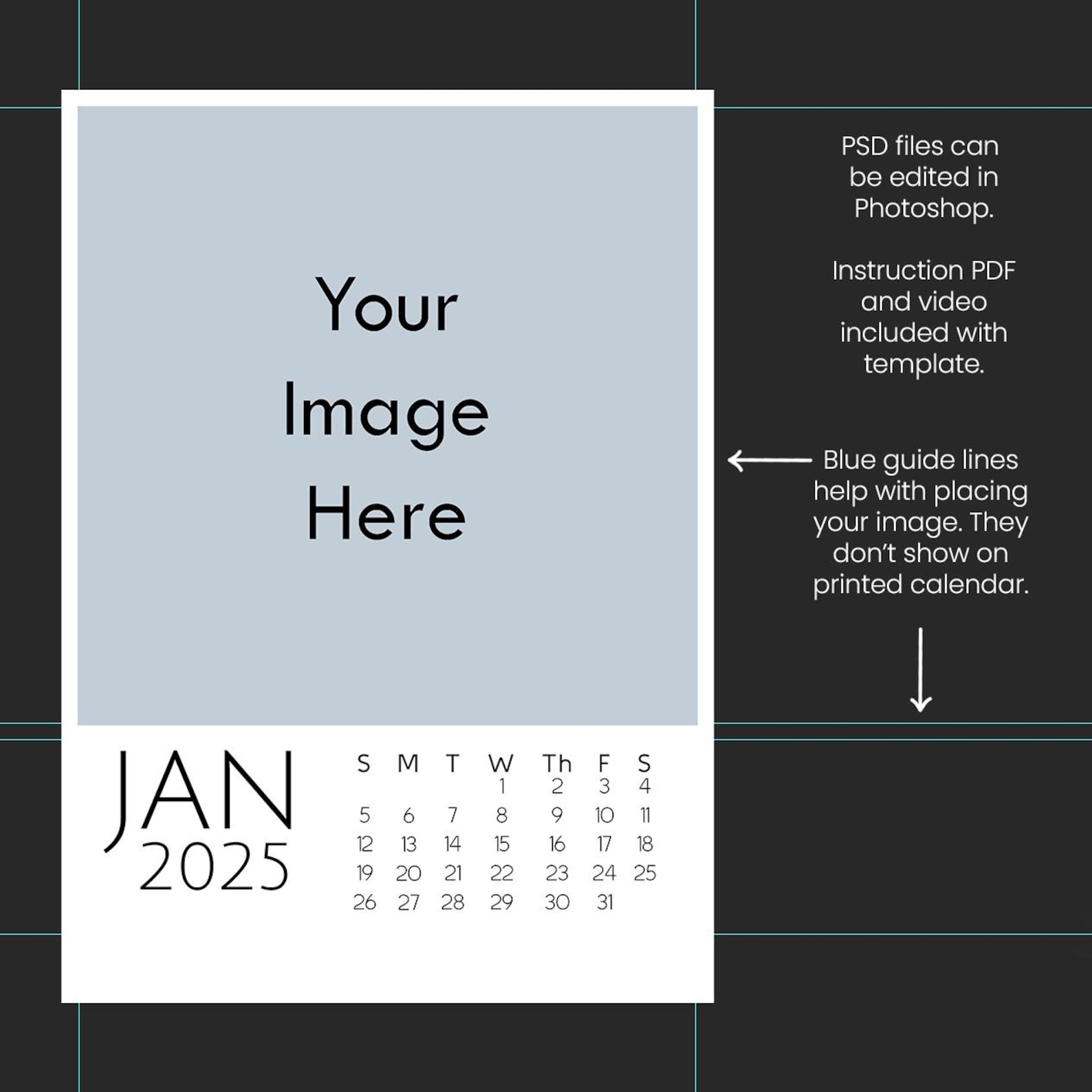 2025 DIY Calendar Template | 12 5x7 Month Pages | 3 Cover Options | PSD ...