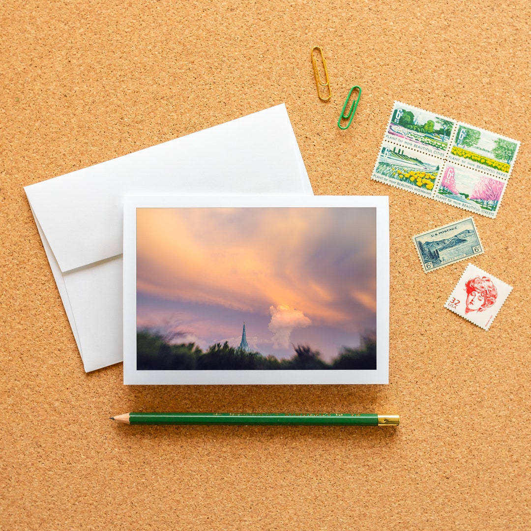 Blank Note Card - Gilbert Arizona LDS Temple Spire at Sunset Frameable ...
