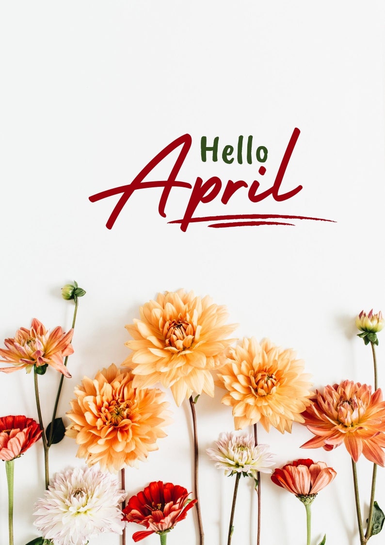 Red Minimalist Hello April Poster - Etsy