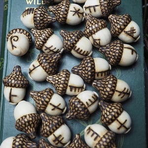 25 Ogham Acorns Including Forfedha - With Bag & Information Sheet ...