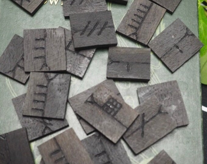 25 Bog Oak Celtic Ogham Tablets With Forfedha - for Divination - Pagan ...