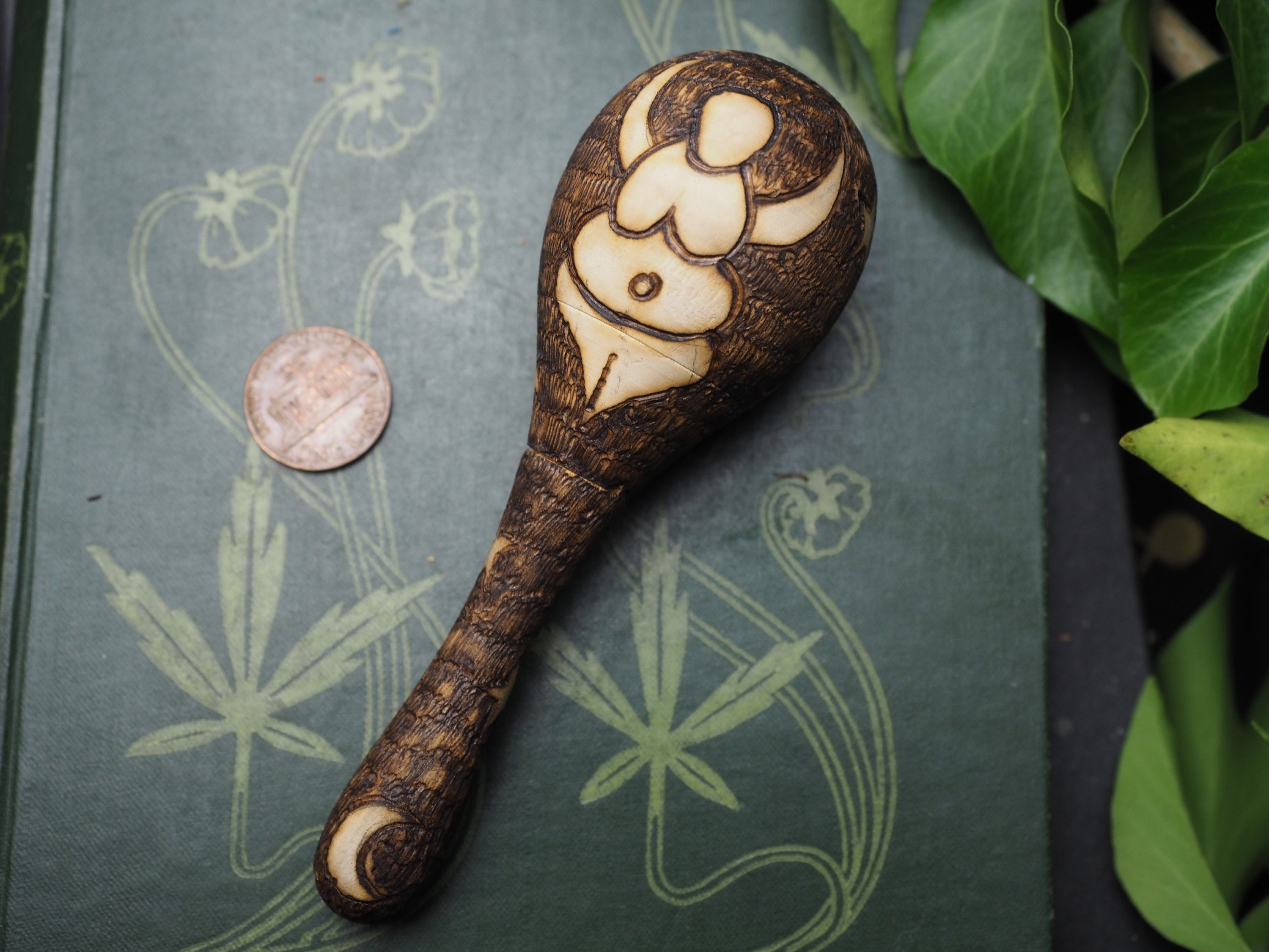 Mini Wooden Earth Mother Goddess Rattle Pagan Wicca | Etsy