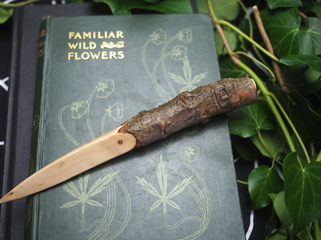 Hand-carved Cornish Holly Wood Athame - Holly King, Yule - Pagan, Wicca ...
