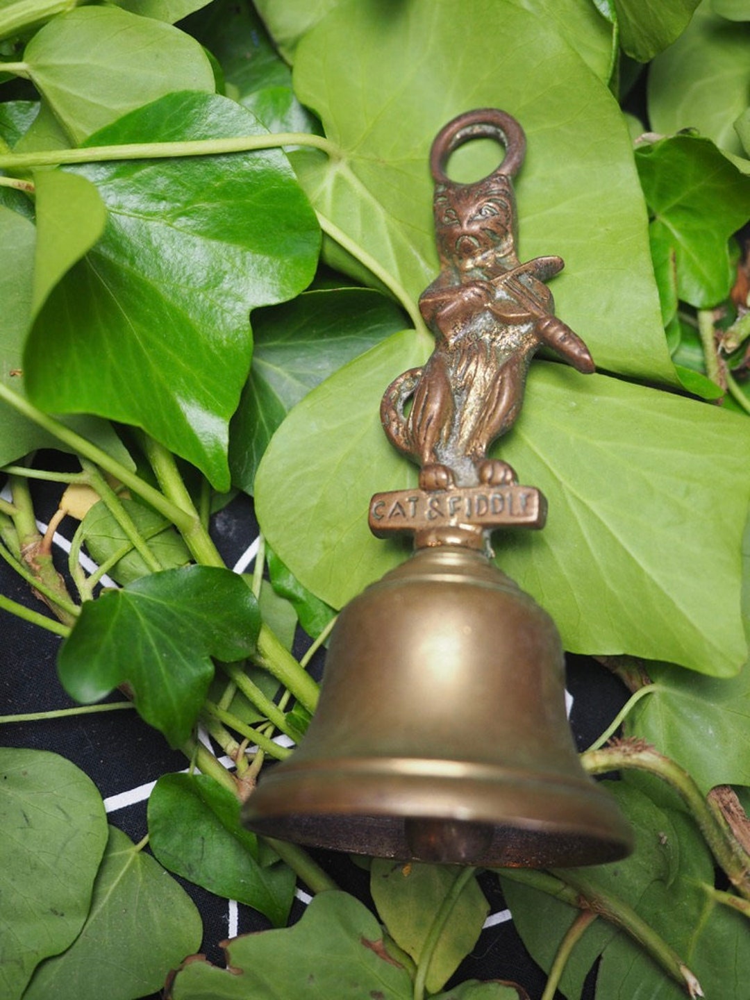 Vintage Brass "cat and Fiddle" Altar Bell - Space Clearing, Cleansing ...